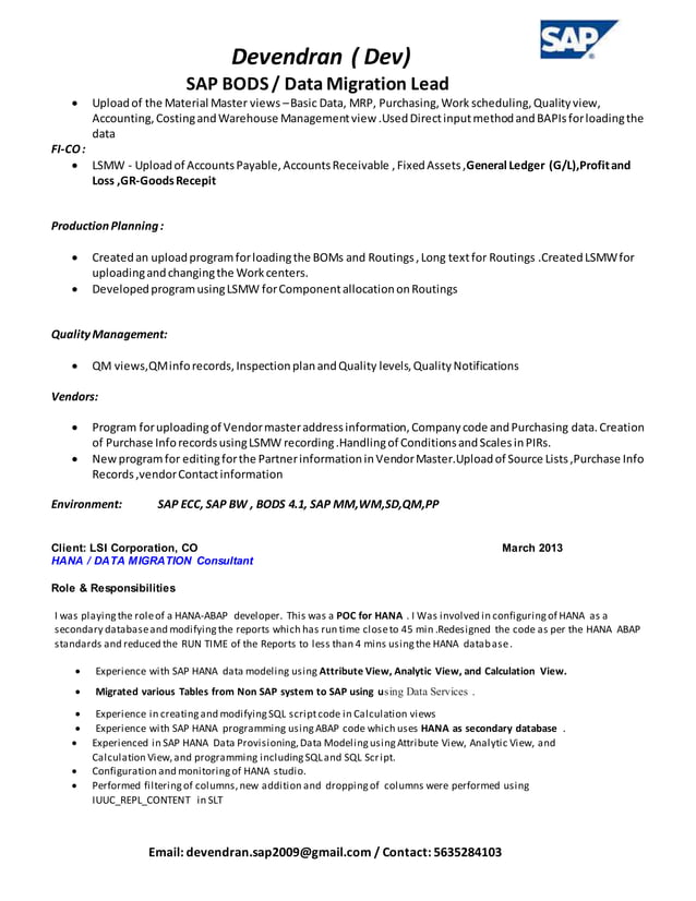 SAP_BODS-Data Migration Consultant | DOCX | Databases | Computer Software and Applications