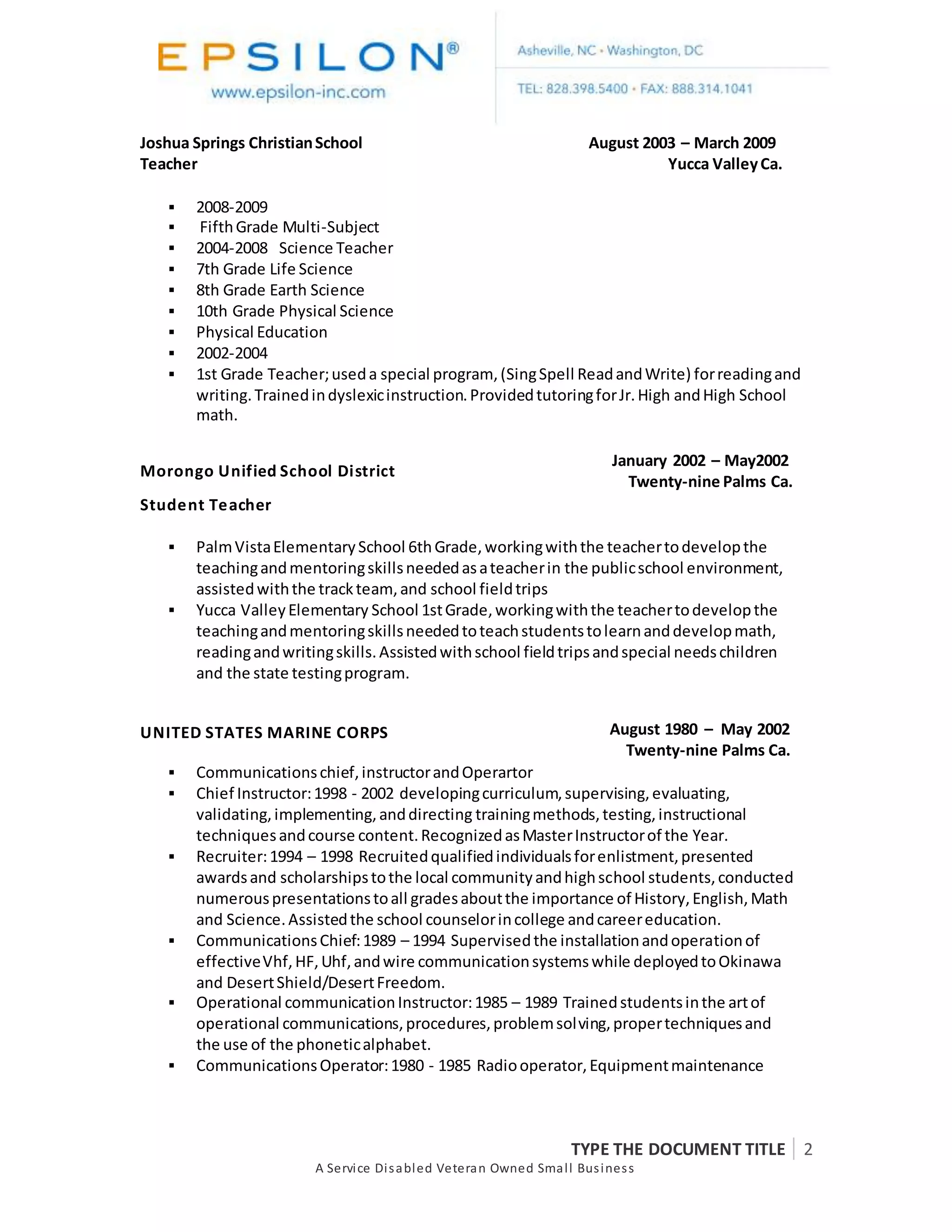 Epsilon Resume | DOCX