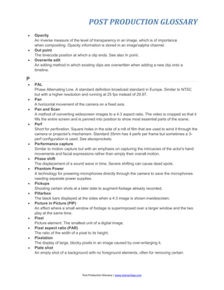 Post Production Glossary | PDF | Photo Editing Software | Computer ...