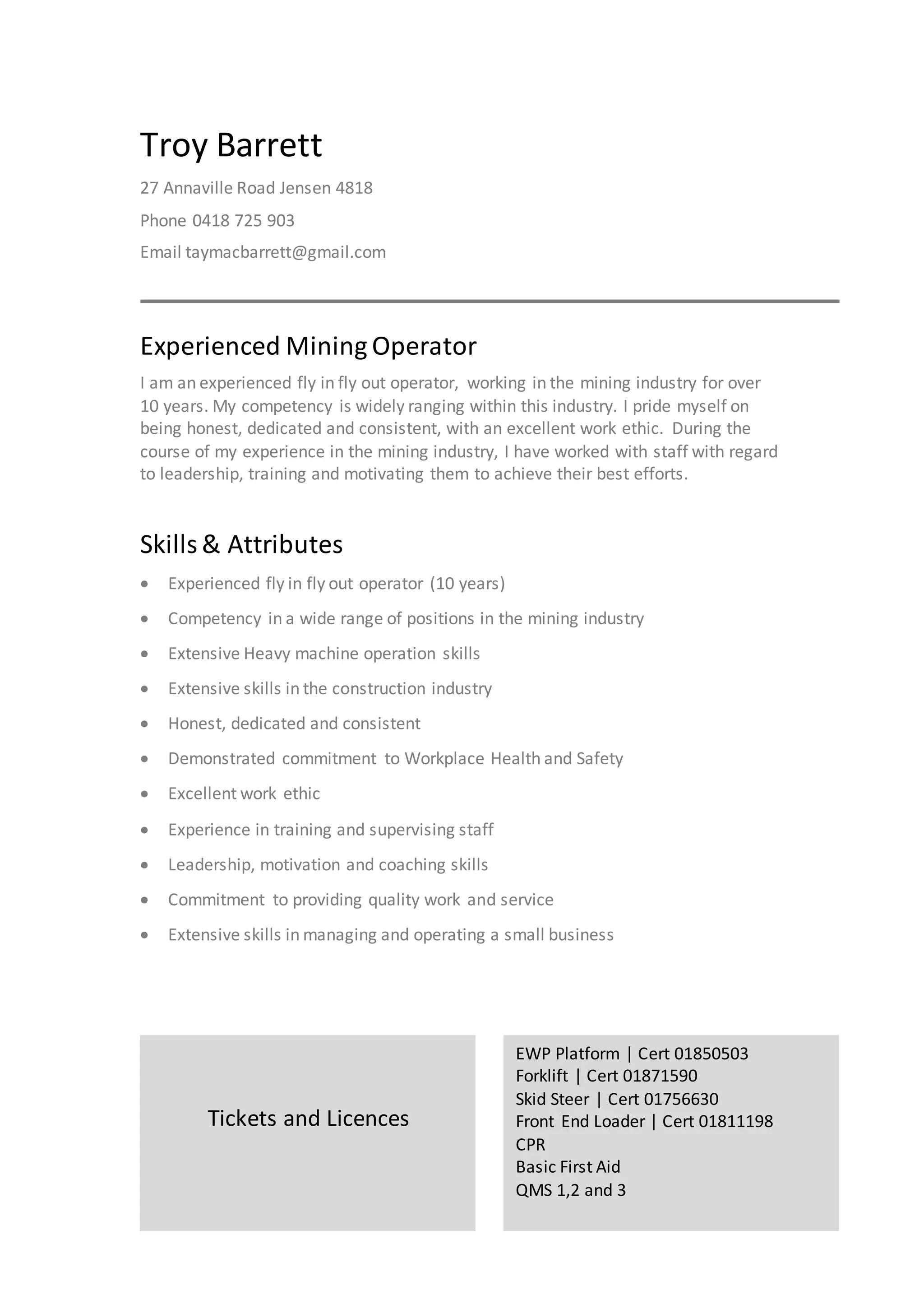 Troy Barrett Resume | PDF