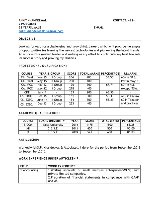 RESUME-ANKIT | DOCX | Business Accounting & Finance | Business