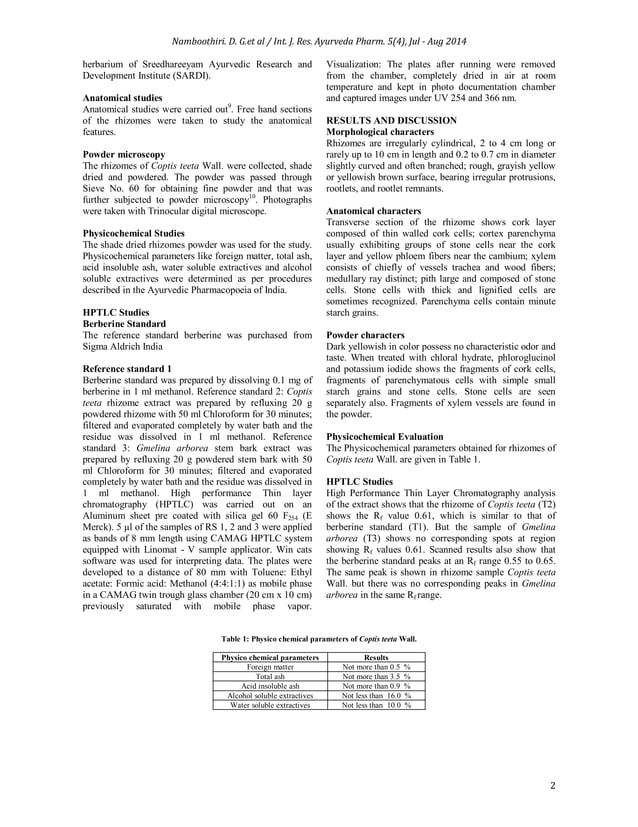 Coptis teeta SARDI | PDF | Herbs and Supplements | Alternative Medicine