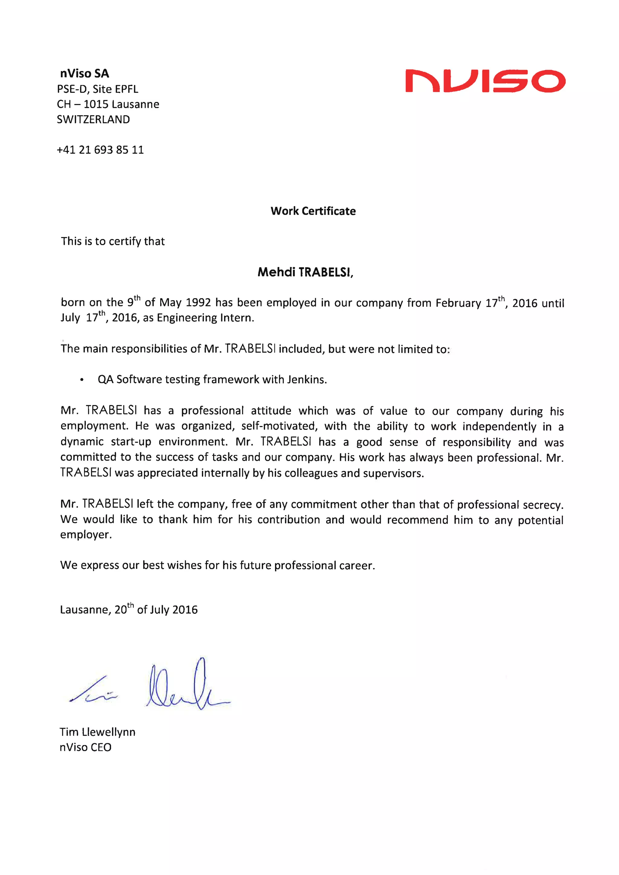 Work Certificate | PDF