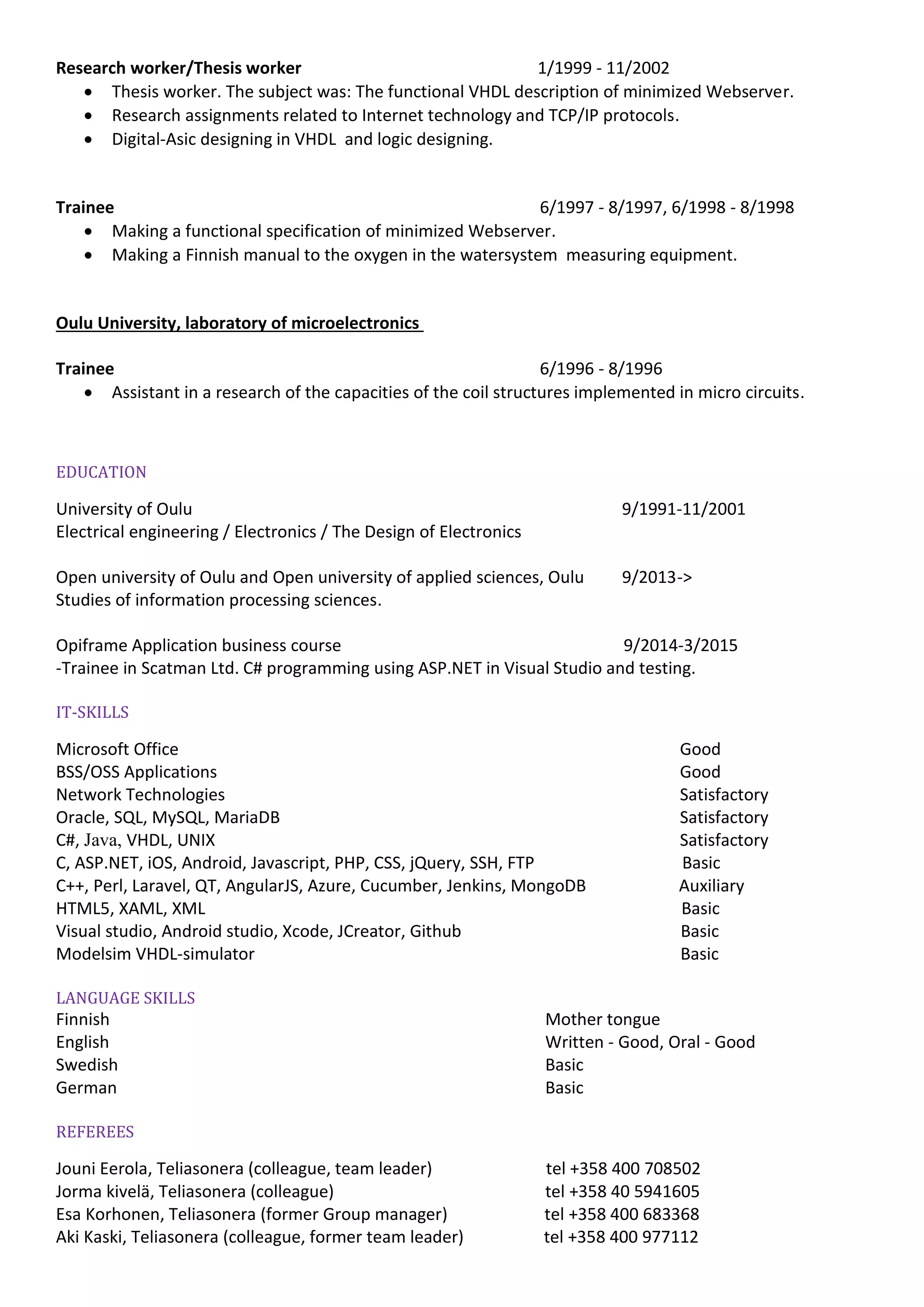 CV Janne Tienari English | PDF