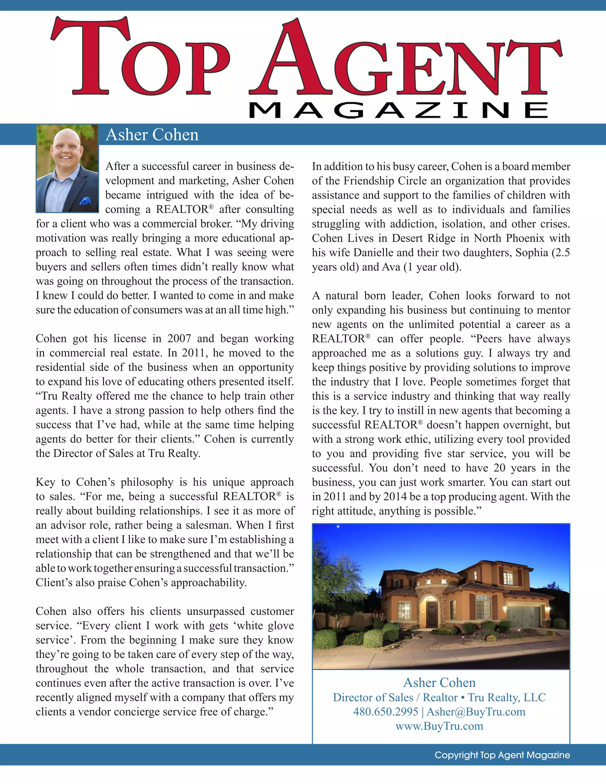 Asher Cohen- Top Agent Magazine 2015 | PDF