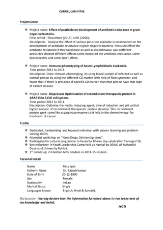JYOTI cv2016 | DOCX | Cancer | Diseases and Conditions