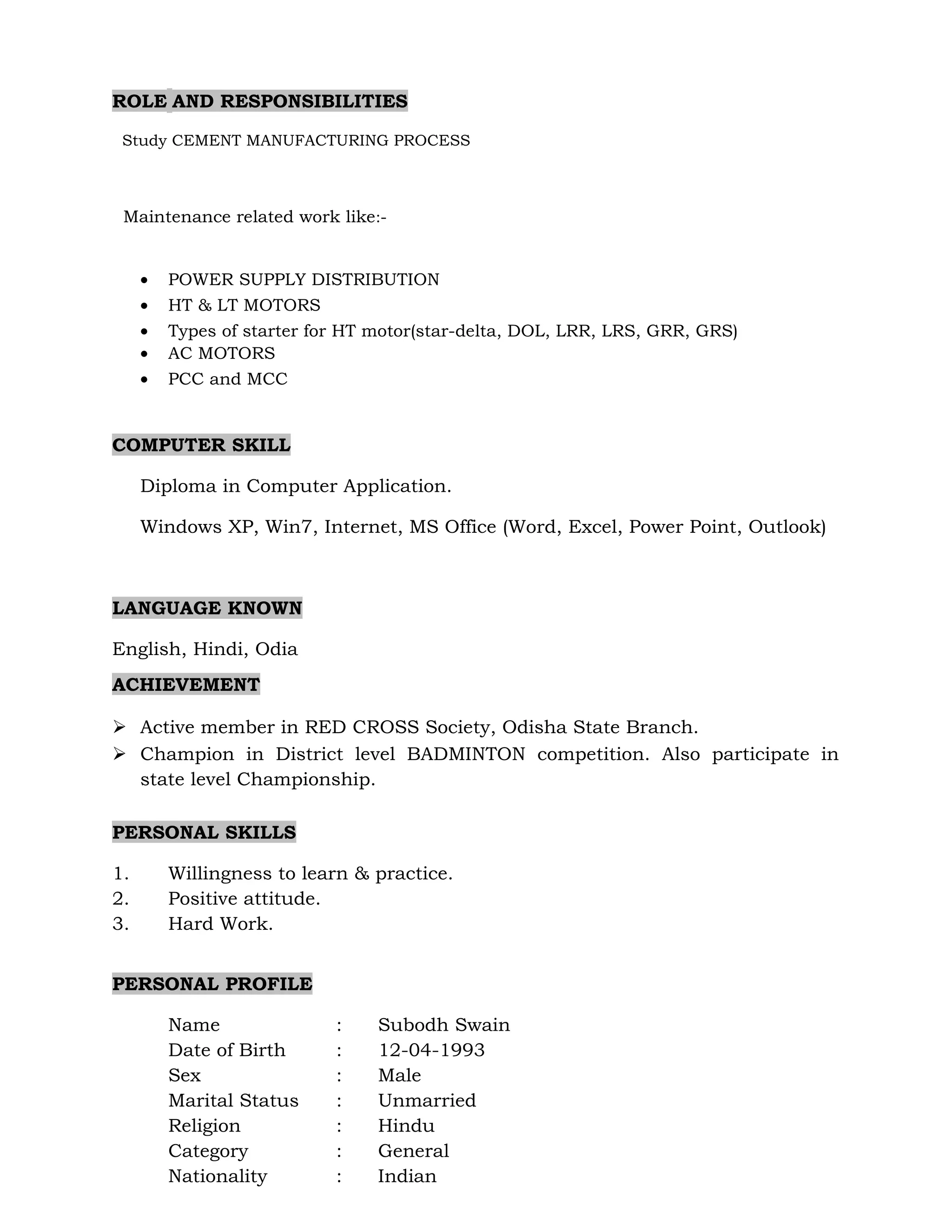 Subodh,Resume | DOC