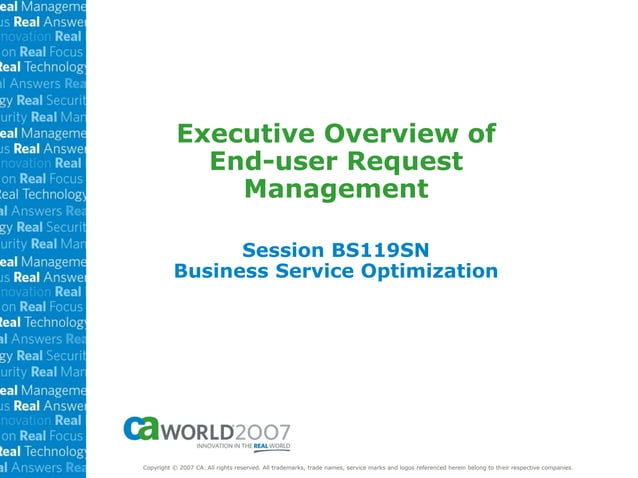 Executive Overview of End-user Request Management | PPT