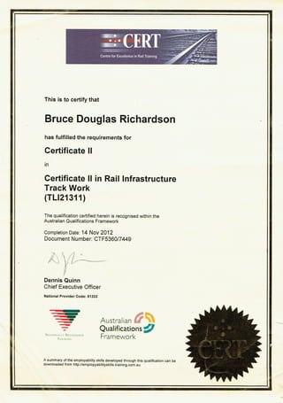 CERT II RAIL ORI | PDF