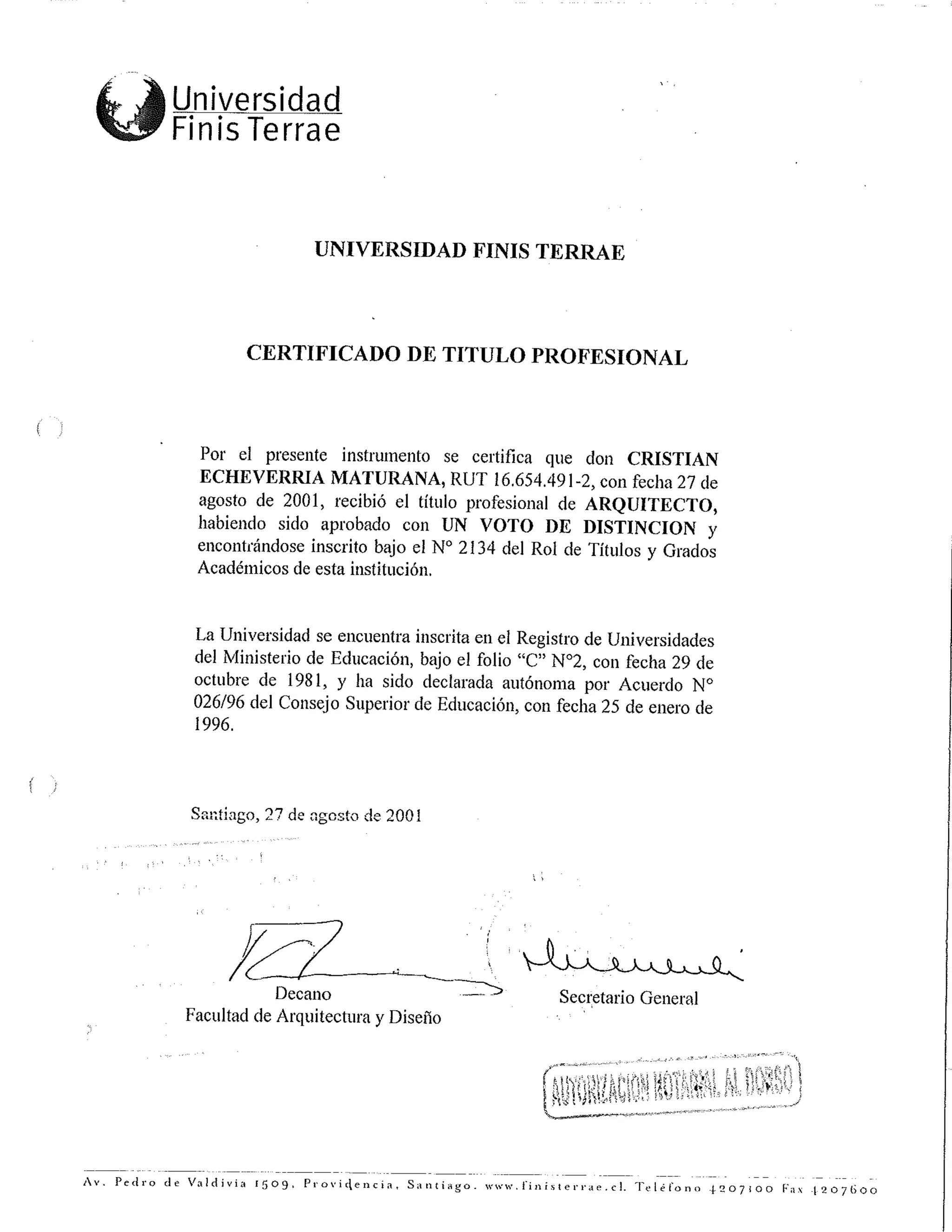 Certificado de Titulo | PDF