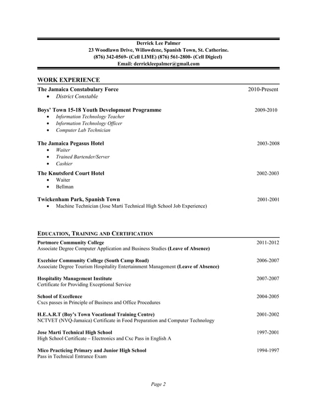 Derrick's Resume Updated 2016 | PDF