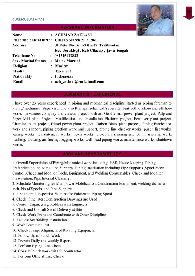 CV Achmad Zaelani | PDF