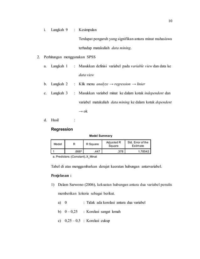 Analisis Regresi Linier Sederhana | DOCX