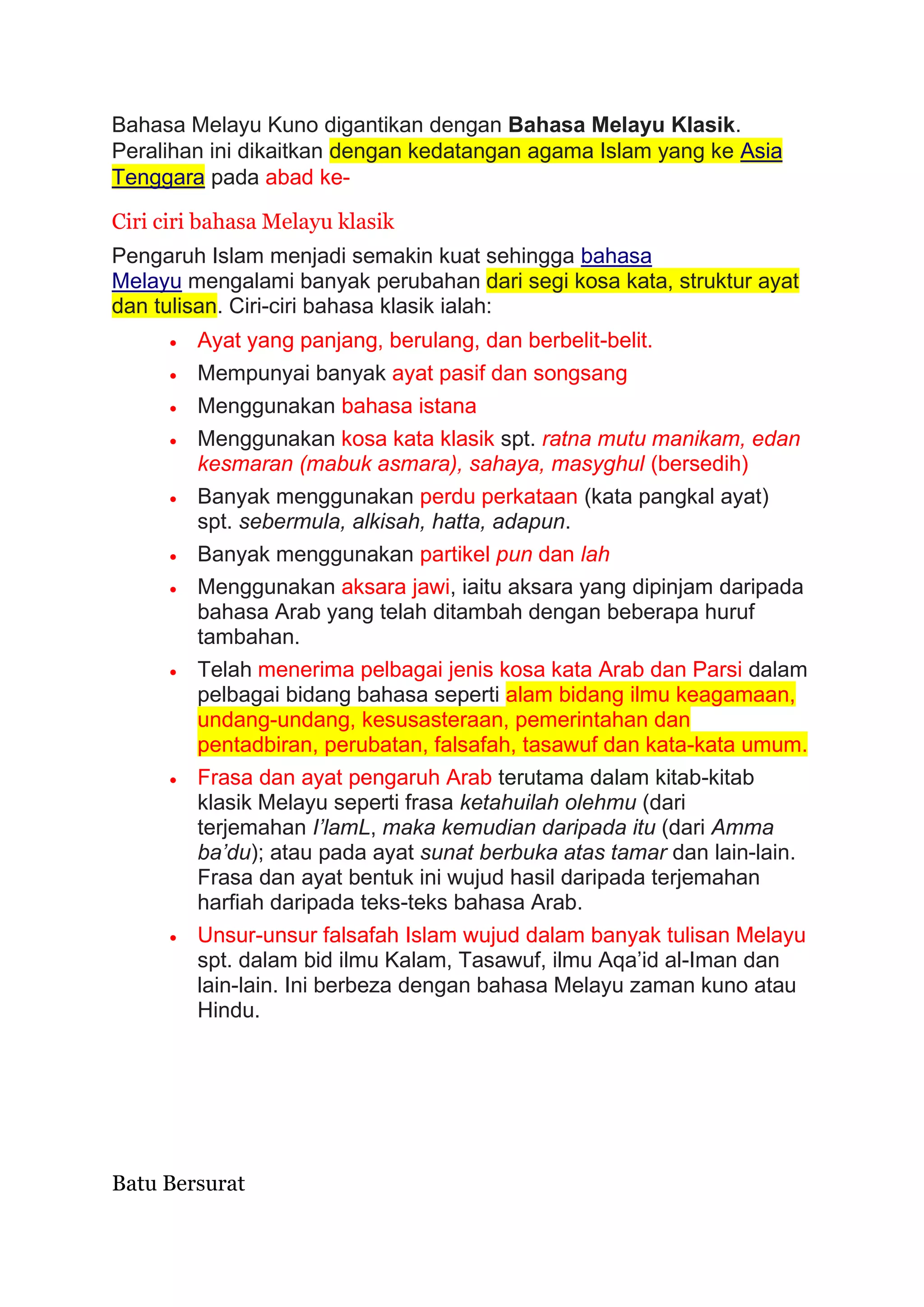 4 Bahasa Melayu Klasik | PDF