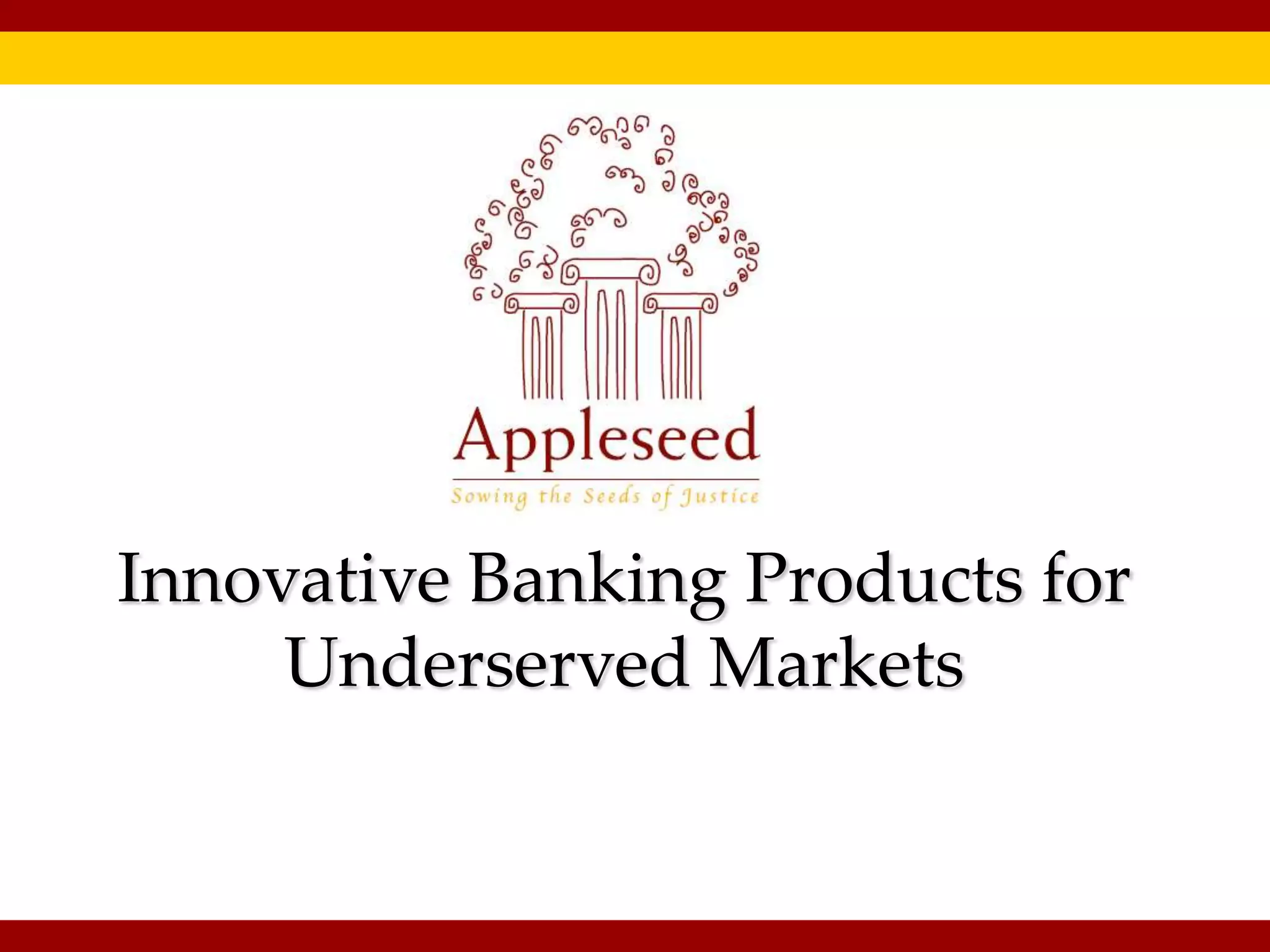 Innovative Banking Products for Underserved Markets | PPTX