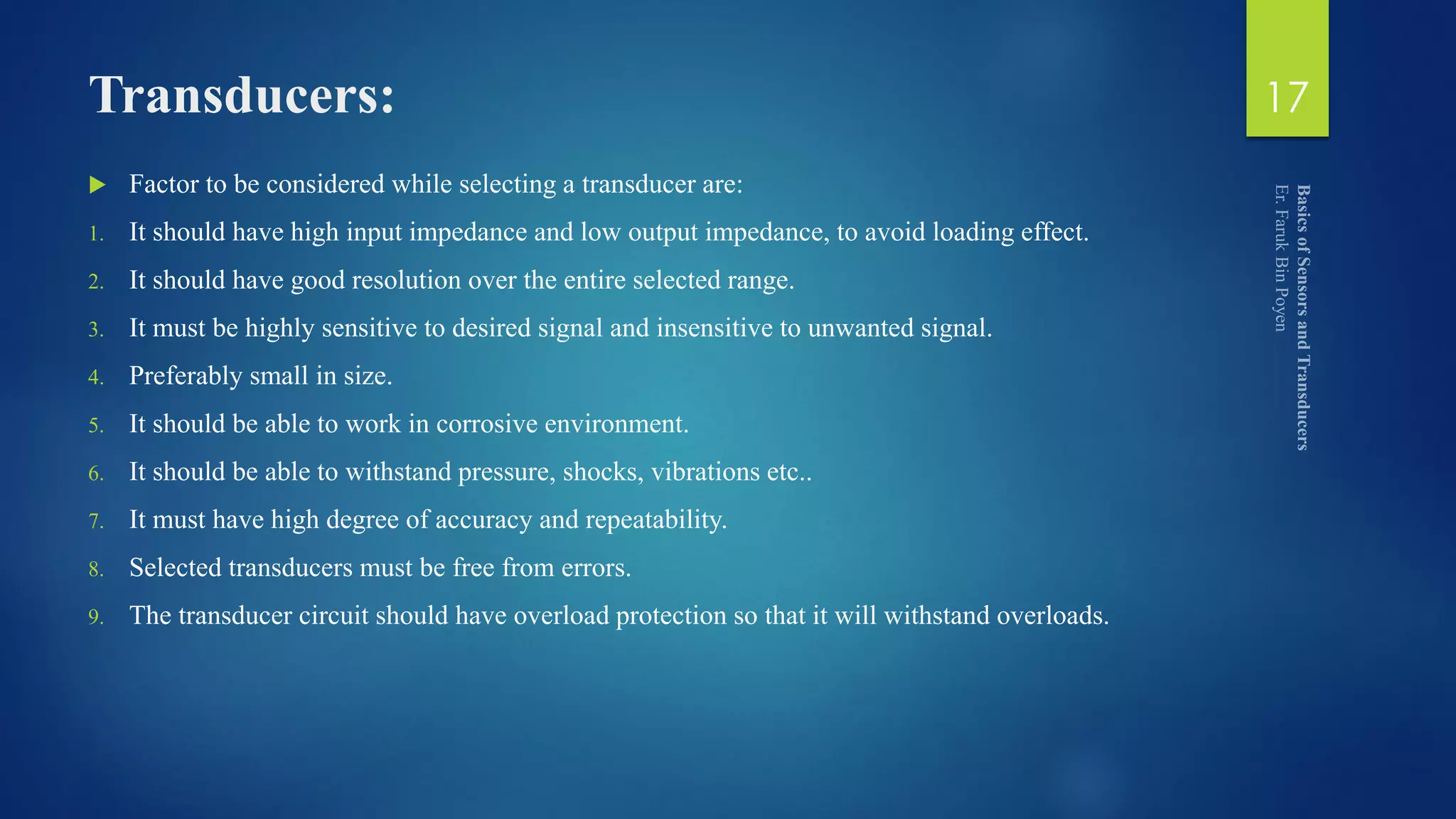 Basics of Sensors & Transducers | PDF