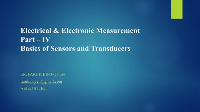 Basics of Sensors & Transducers | PDF | Physics | Science