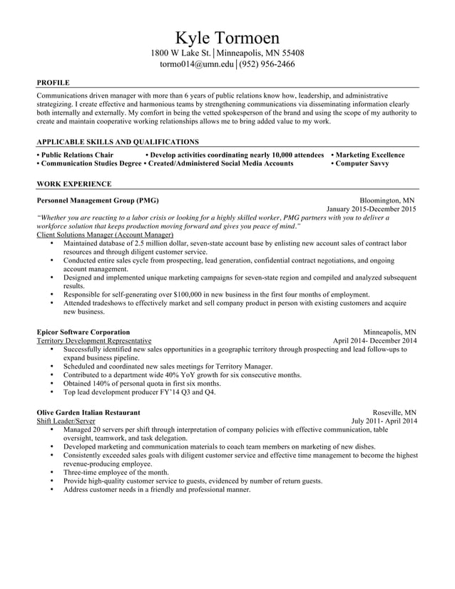 Kyle Tormoen- CV 2 | PDF