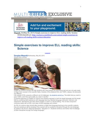 Reading4May6Science | DOC | Education