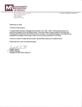Marcell Miller MR1 Recommendation | PDF