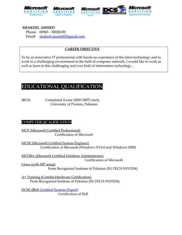Shakeel Ahmed - (CV) | PDF