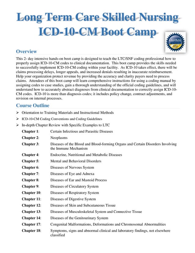 ICD10 CM Boot Camp LTC SNF Beattie 6.30.15 | Medical Health