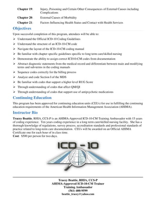 ICD10 CM Boot Camp LTC SNF Beattie 6.30.15 | Medical Health