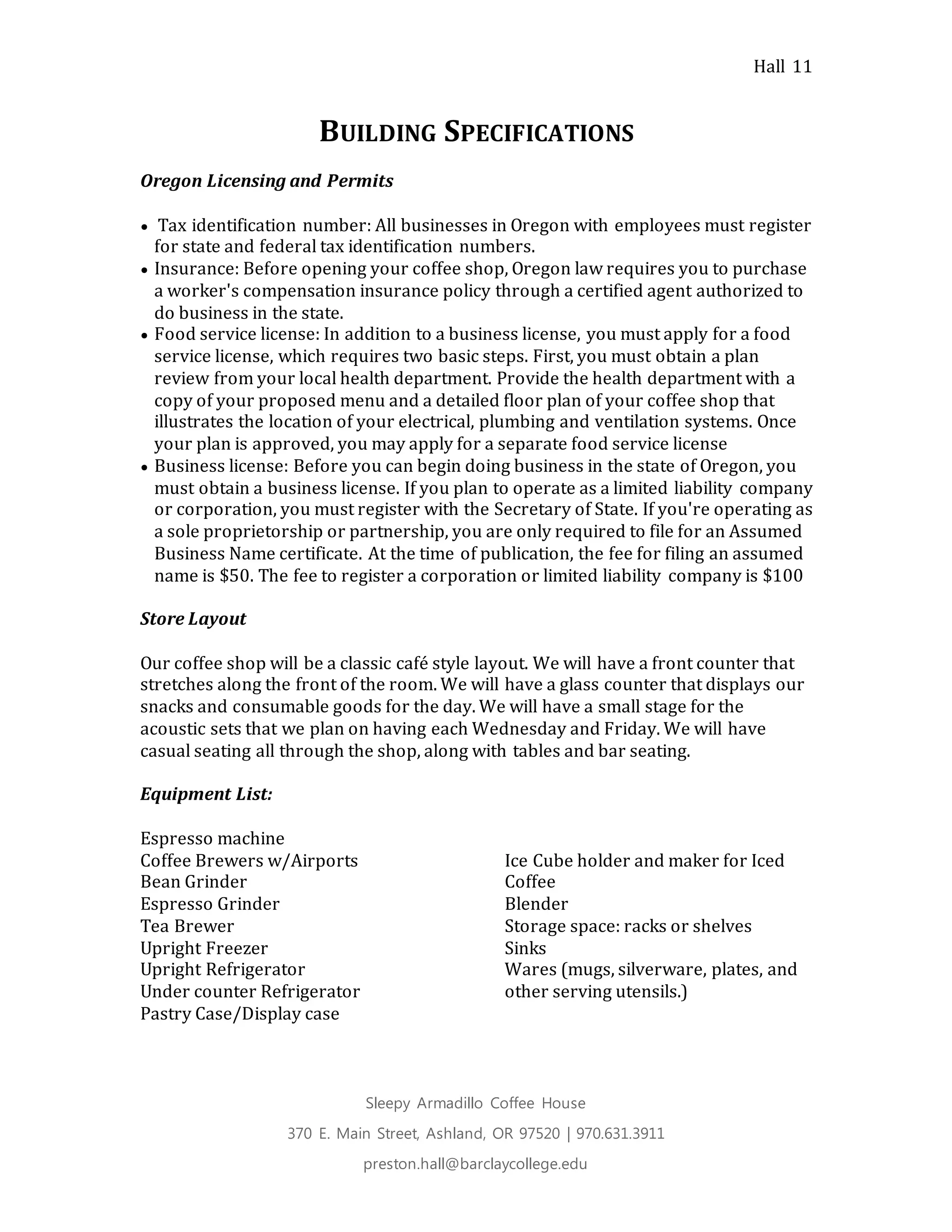 Intro To Business Coffee Shop Project | DOCX