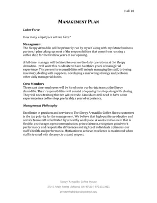 Intro To Business Coffee Shop Project | DOCX