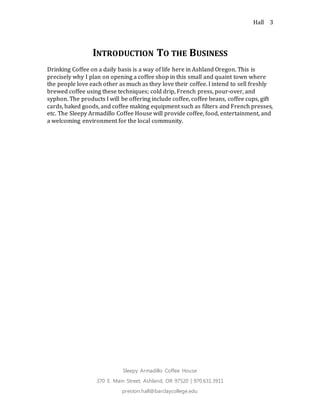 Intro To Business Coffee Shop Project | DOCX