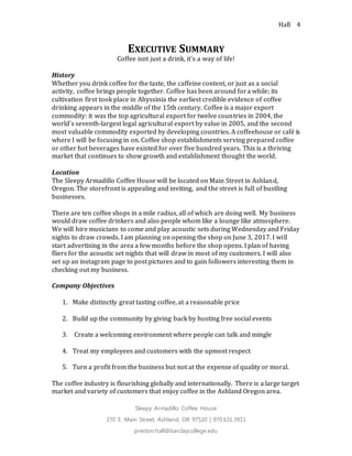 Intro To Business Coffee Shop Project | DOCX