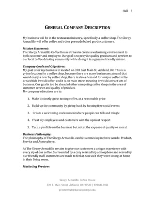 Intro To Business Coffee Shop Project | DOCX