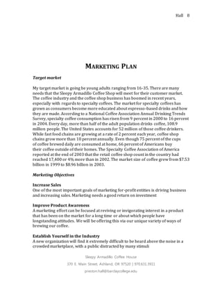 Intro To Business Coffee Shop Project | DOCX