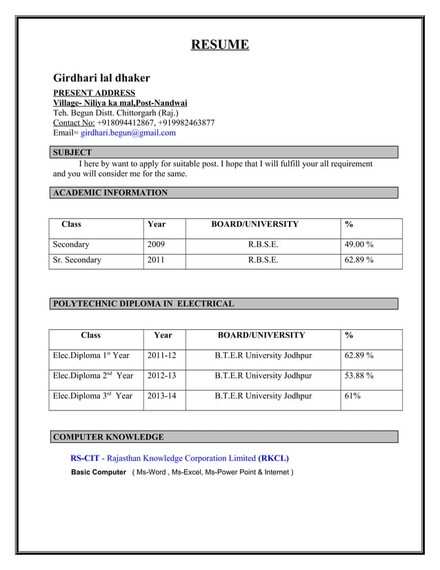 GIRDHARI LAL DHAKER (1) cv cv cv 2 (1) | DOC