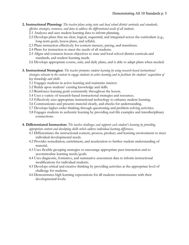 GC-Demonstrating all 10 TAPS Standards | PDF | Standardized Testing ...