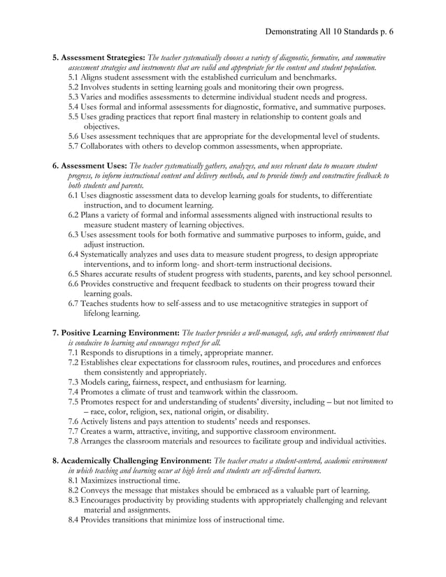 GC-Demonstrating all 10 TAPS Standards | PDF | Standardized Testing ...