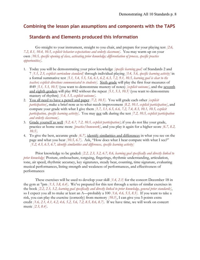 GC-Demonstrating all 10 TAPS Standards | PDF | Standardized Testing ...
