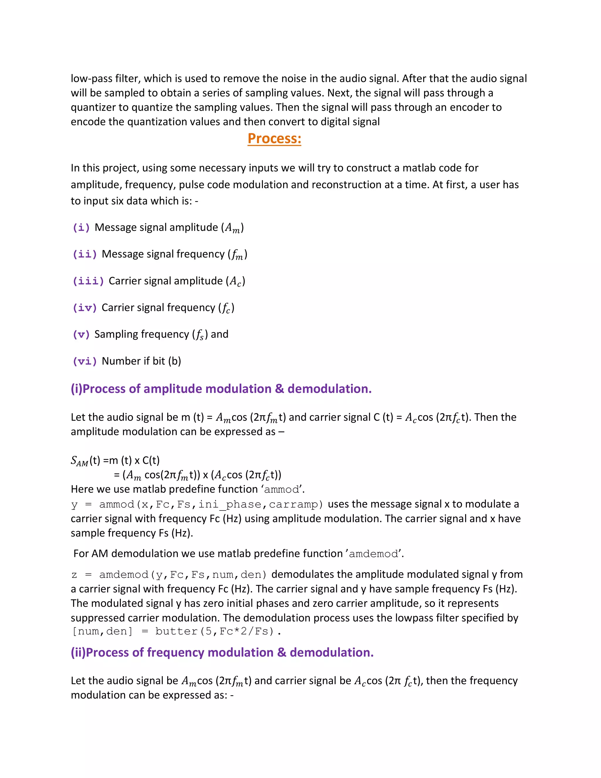 Amplitude, Frequency, Pulse code modulation and Demodulation (com. lab ... Amplitude, Frequency, Pulse code modulation and Demodulation (com. lab ...