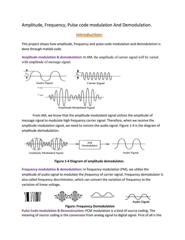 Amplitude, Frequency, Pulse code modulation and Demodulation (com. lab ...