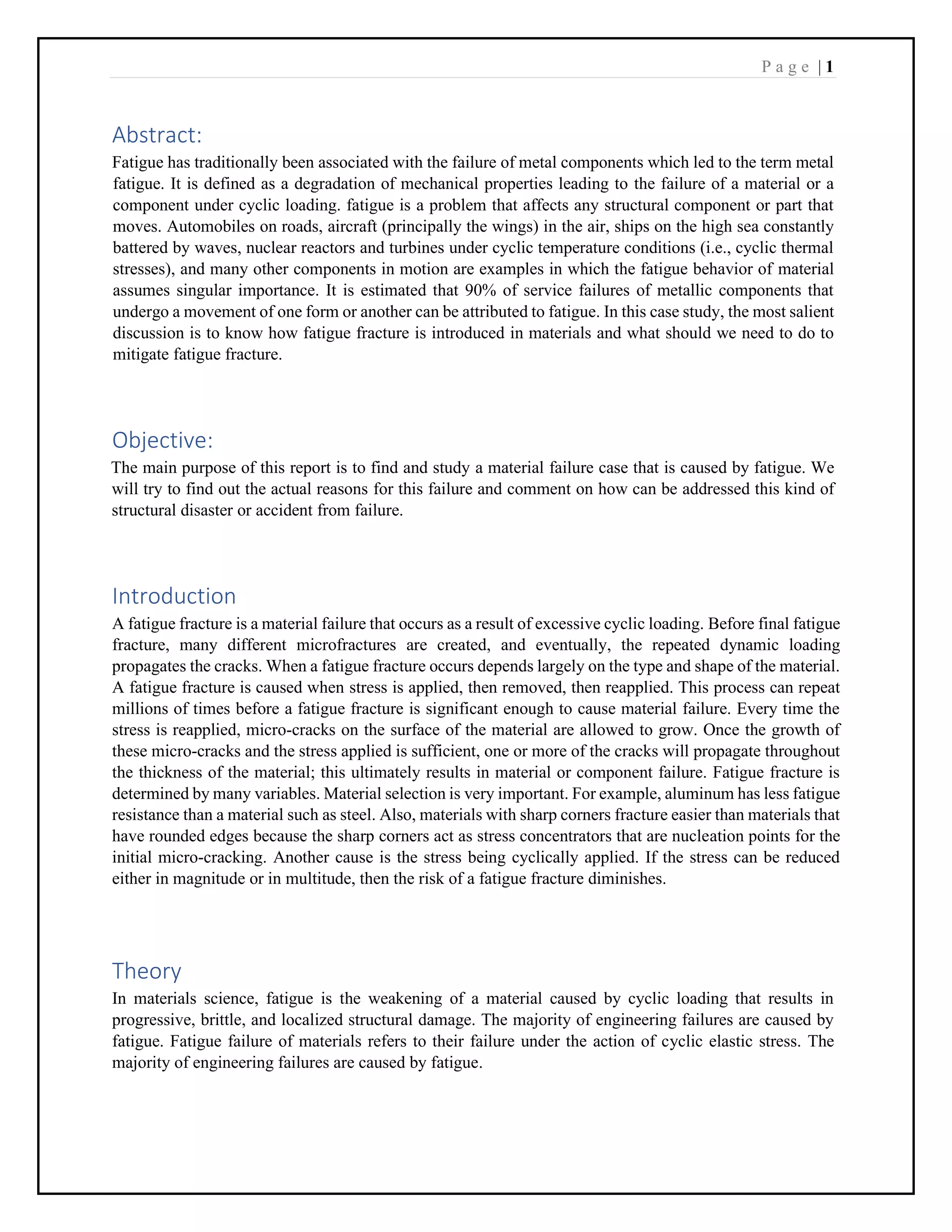 A case study on Fatigue failure analysis. | PDF