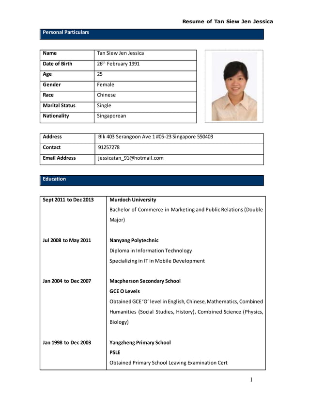 Tan Siew Jen Jessica Resume | DOCX