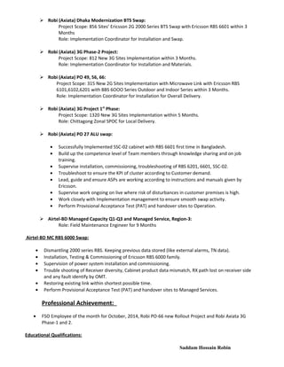 Resume of Saddam Hossain Robin | DOC | Business Operations | Business
