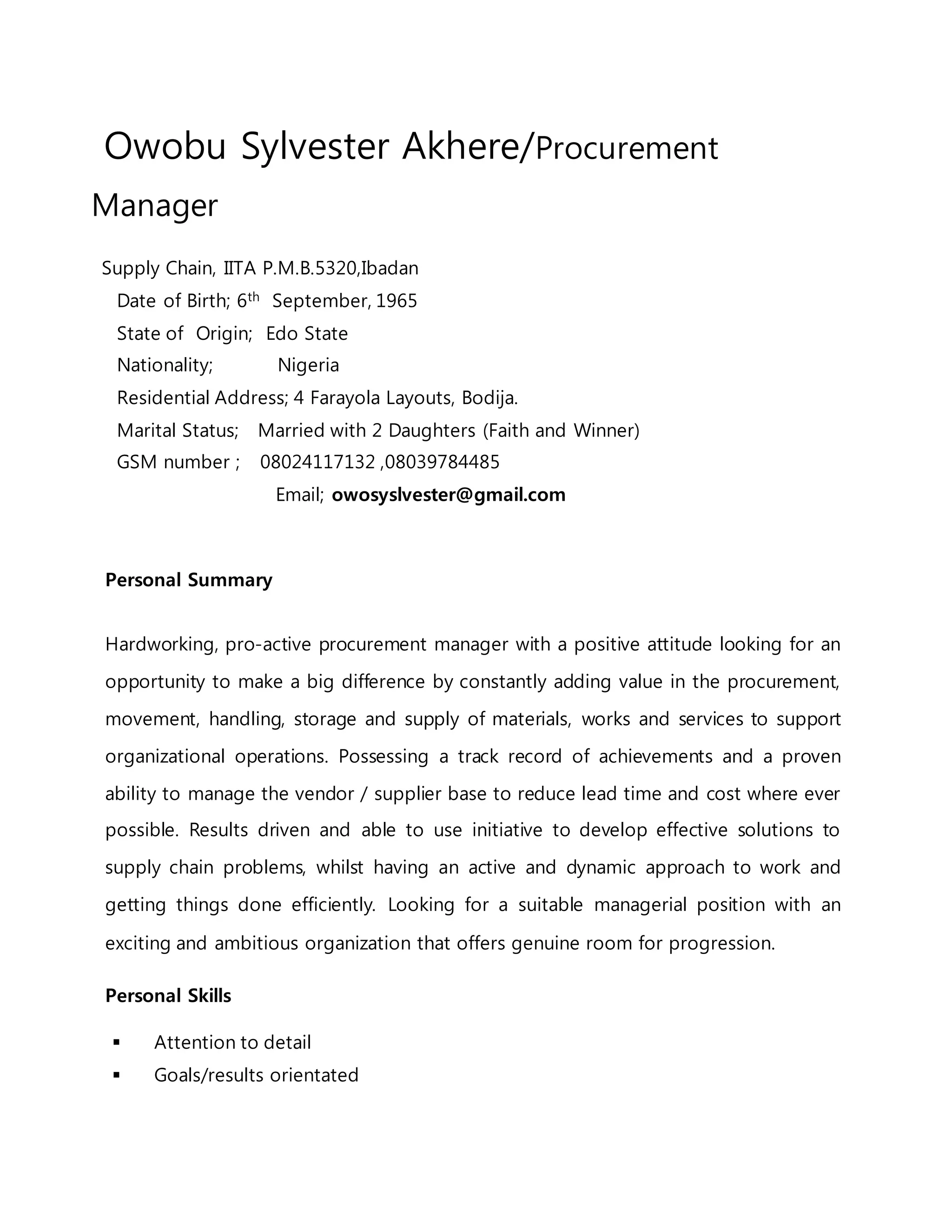 OWOBU S A_Resume | PDF