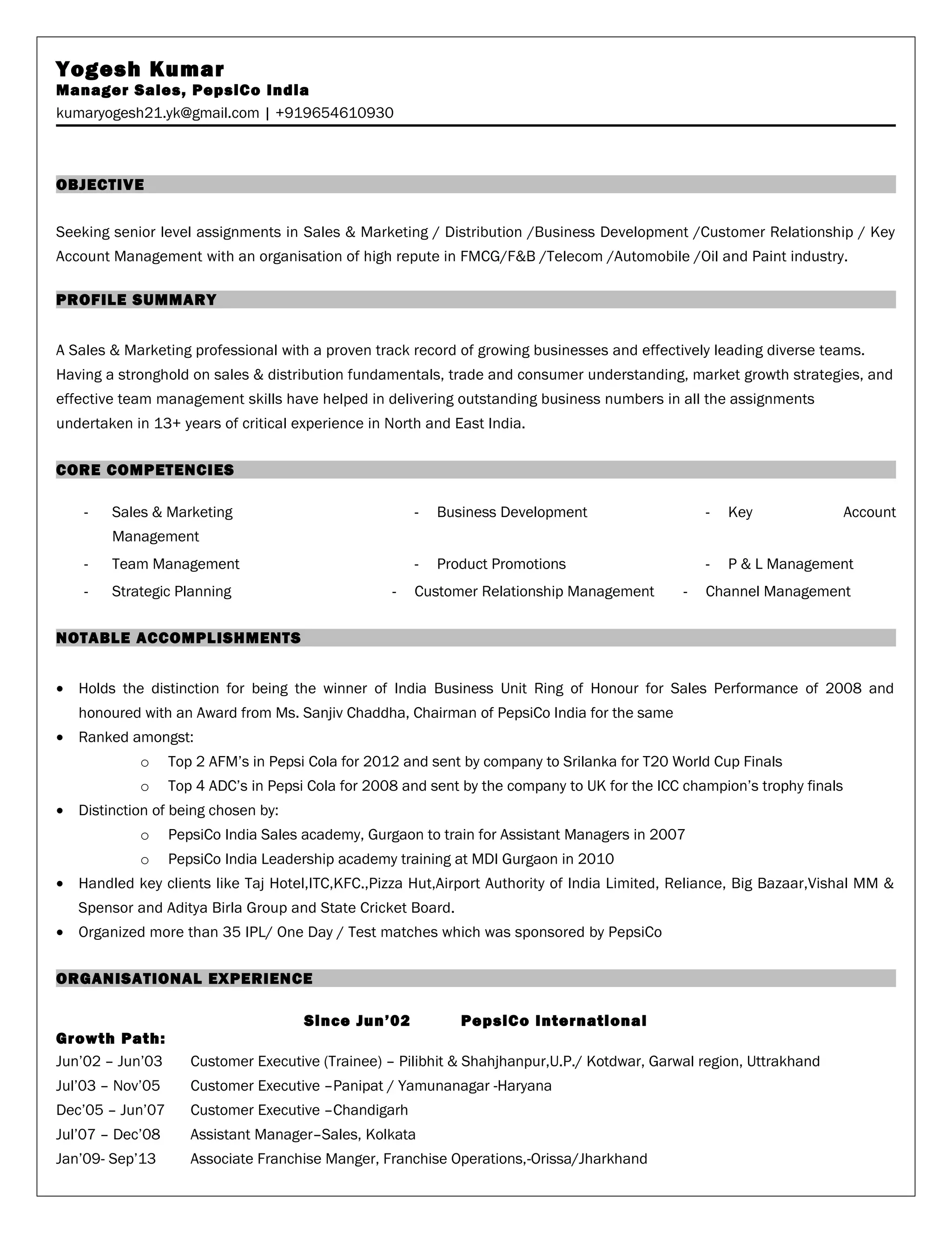 Yogesh Kumar _Profile 2015 | PDF Yogesh Kumar _Profile 2015 | PDF