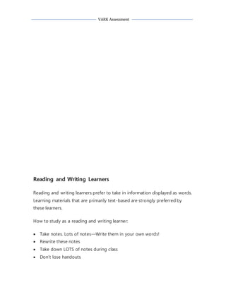 VARK Assessment Results | DOCX