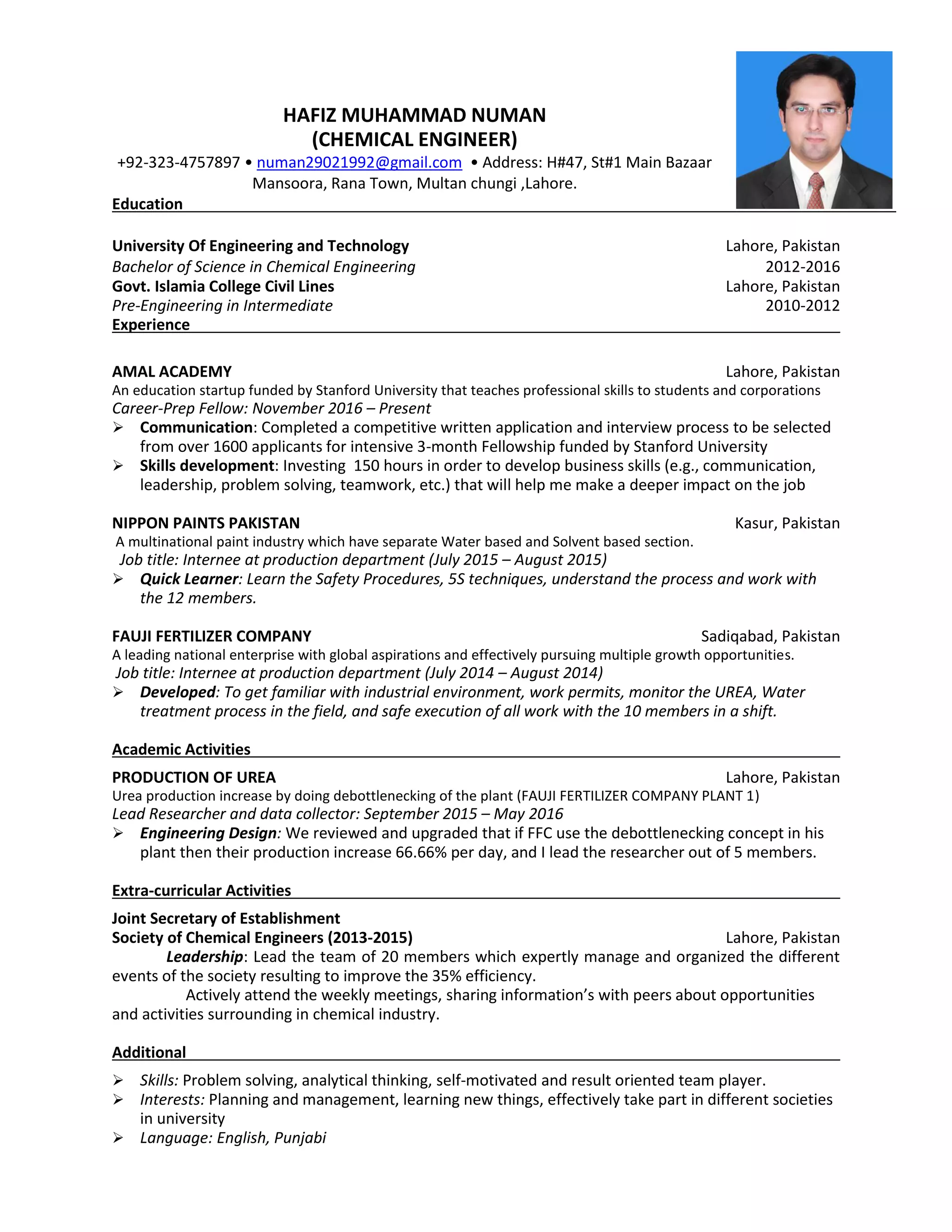 Hafiz-Numan Resume | PDF