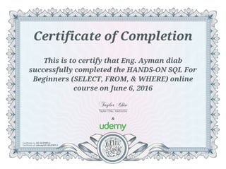 HANDS-ON SQL For Beginners (SELECT, FROM, & WHERE) | PPT
