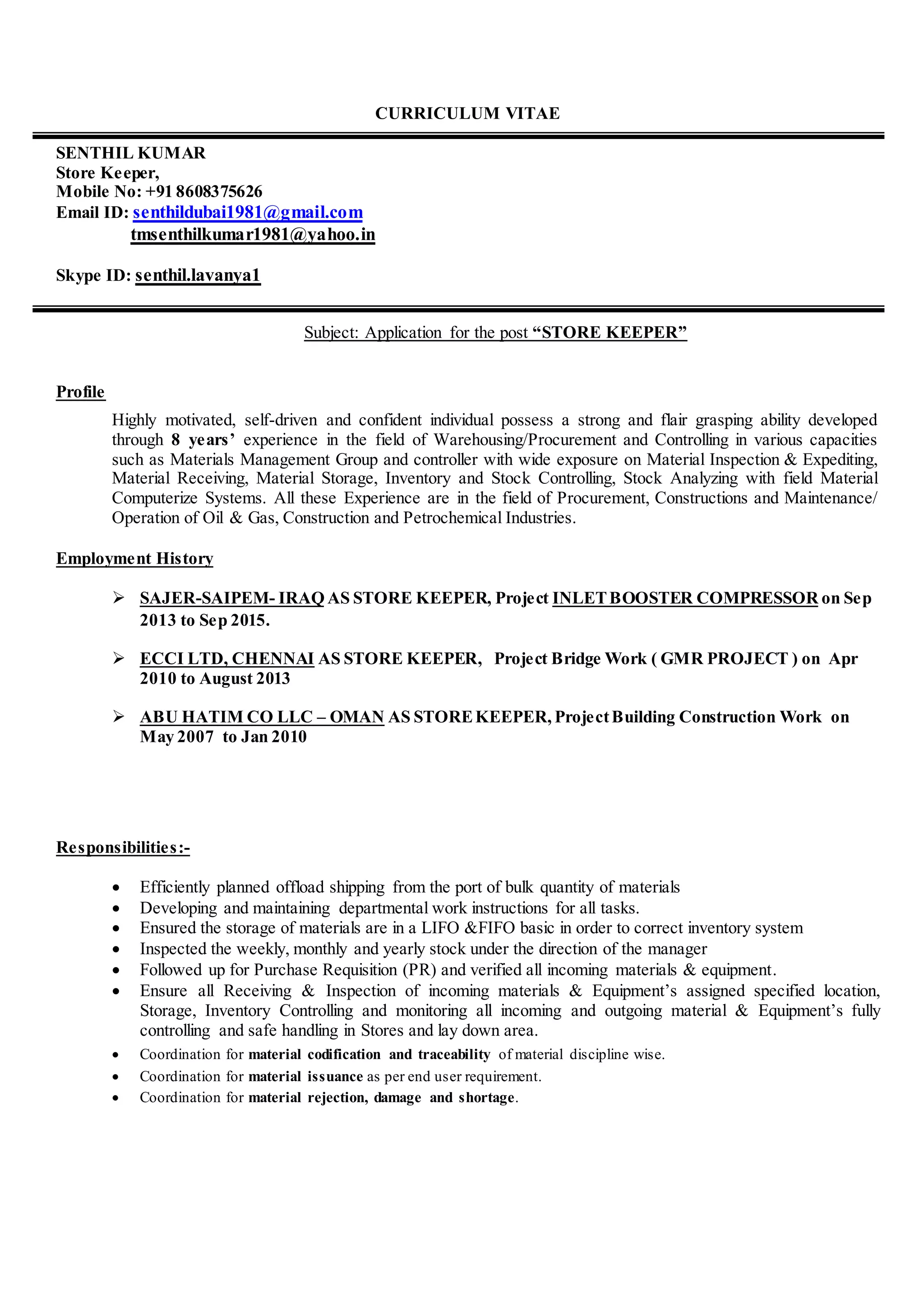 1- SENTHIL KUMAR CV | PDF