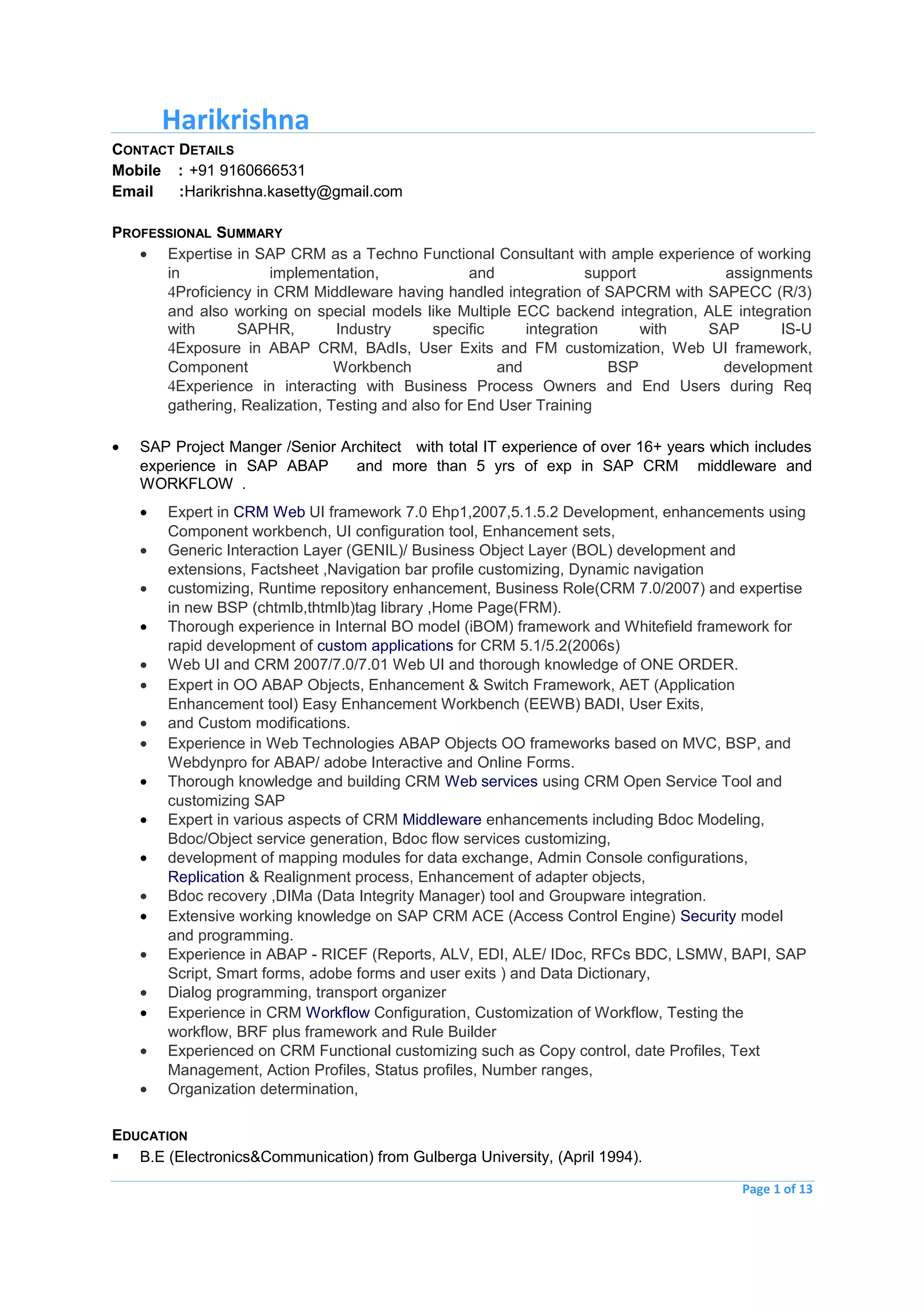 Hari_crm_Middleware_exp | DOC | Computing | Technology & Computing