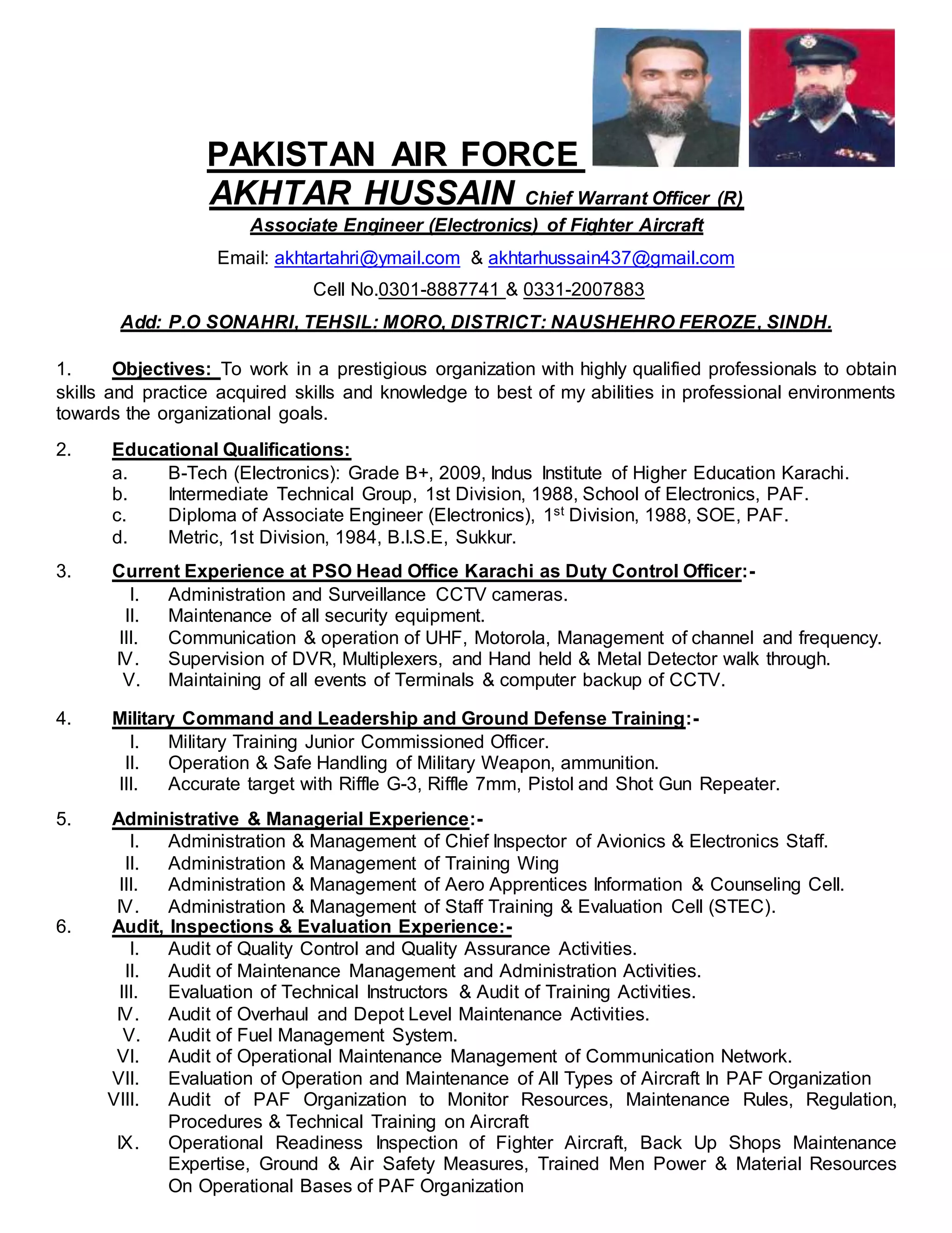 CV Akhtar Hussain PAF Officer-Administrative-managment-Auditor ...